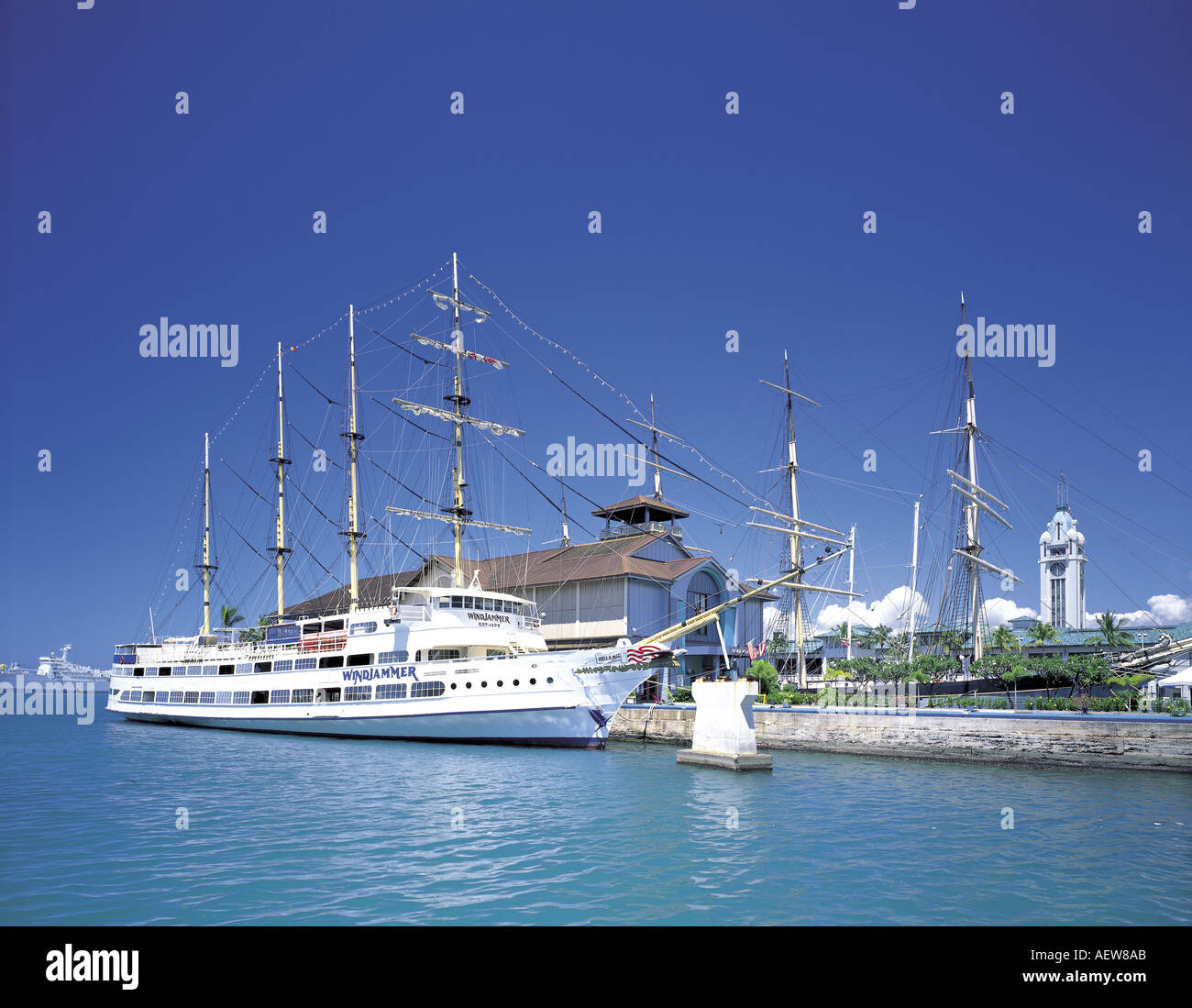 Sailboat Aloha Tower OAHU HAWAII Stock Photo - Alamy