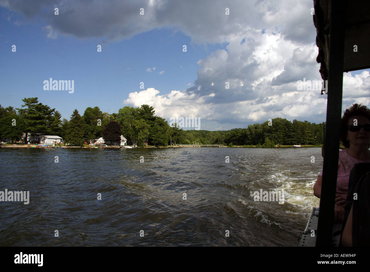 Lake Delton. Wisconsin Dells Blue sky white clouds. View from The Duck ...