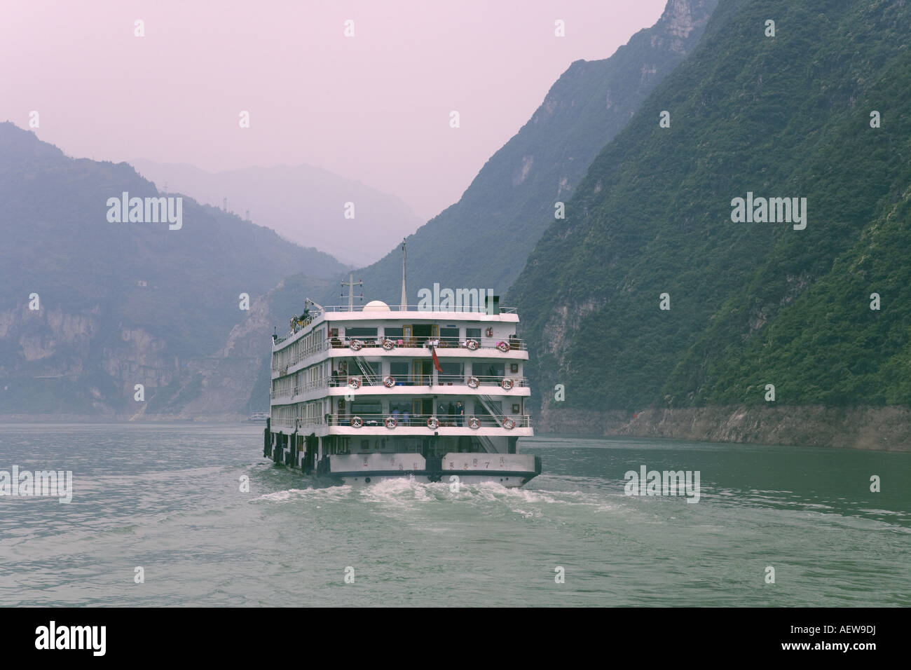 Boat going through Xiling Gorge Three Gorges Yangtze River China Stock ...