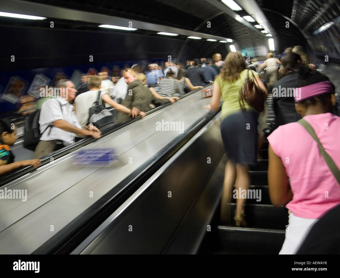 commuters on the elevator,London Underground at rush hour,London ...