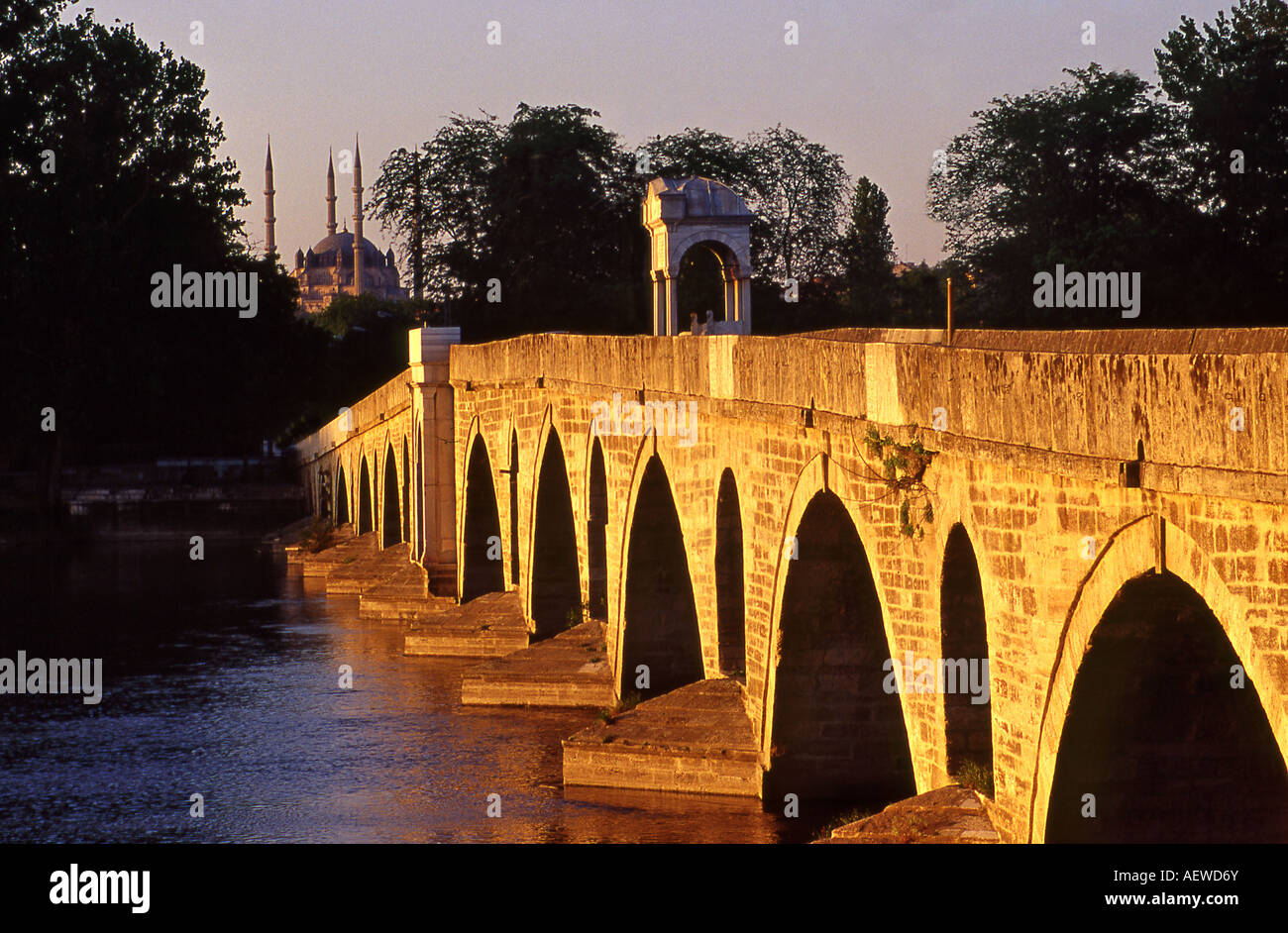 Meric Bridge built by architect Sinan in 1570, Edirne Turkey Stock ...