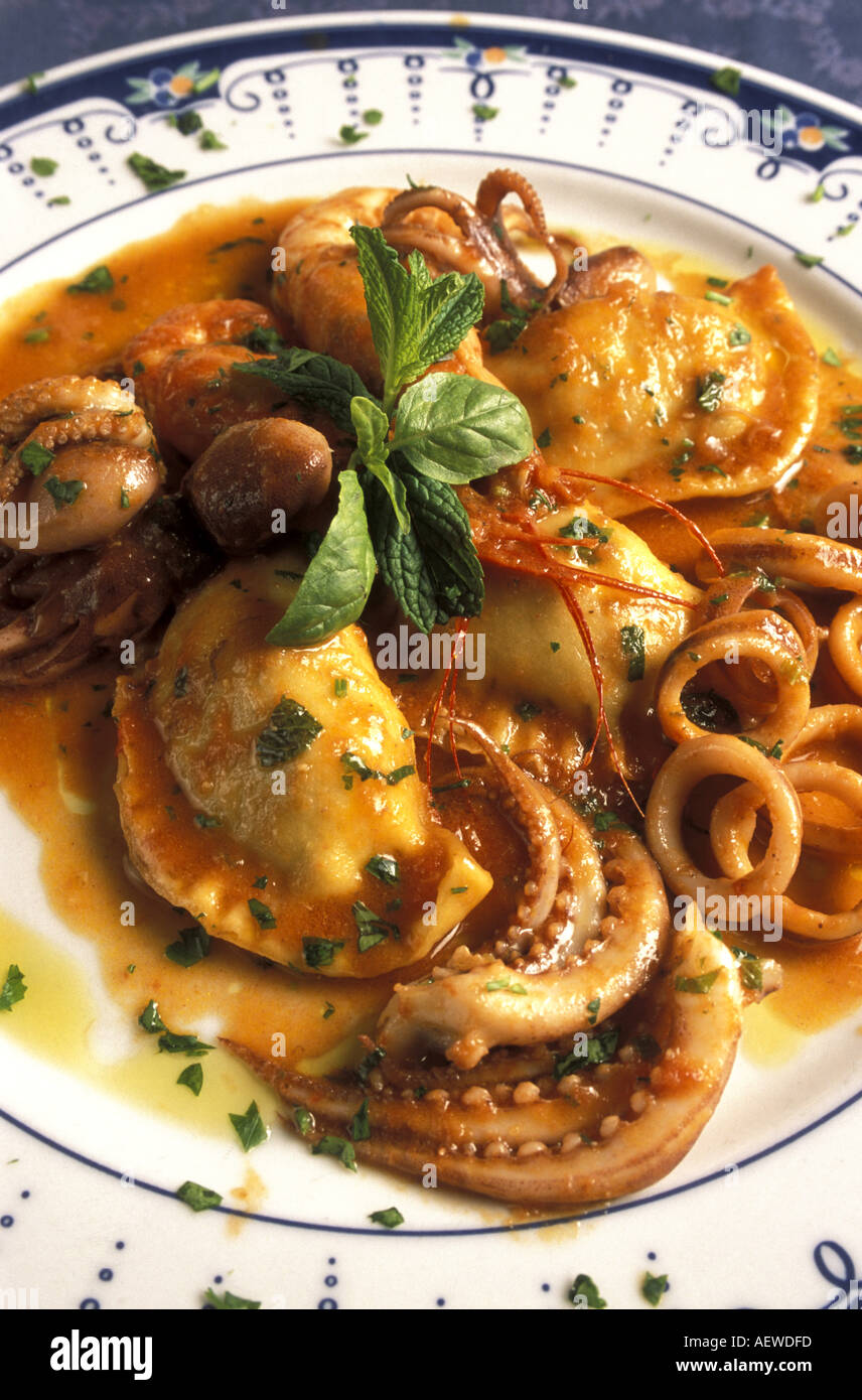 Ravioli with crayfish and squid Trattoria ai Normanni Palermo Sicily ...