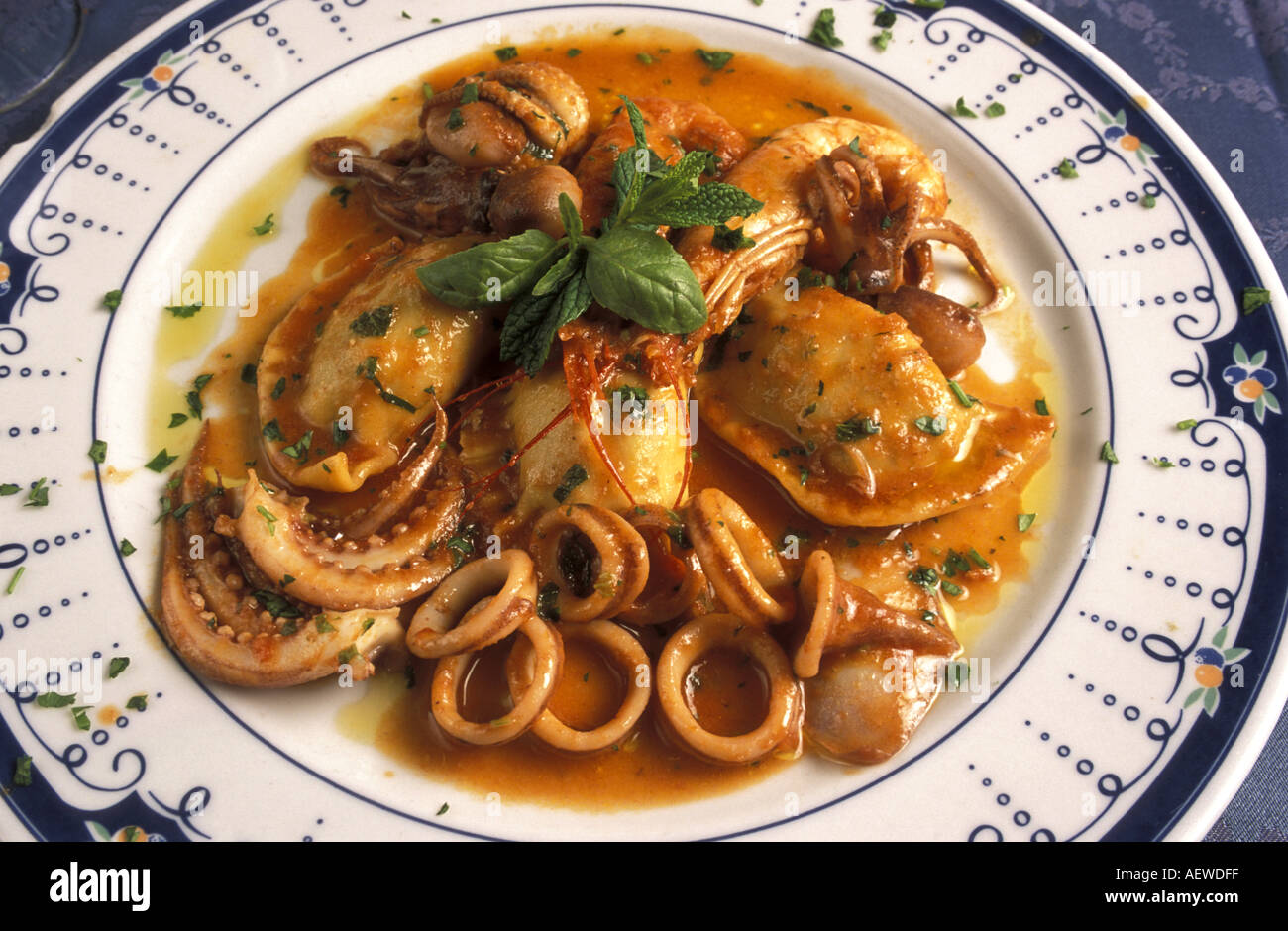 Ravioli with crayfish and squid Trattoria ai Normanni Palermo Sicily ...
