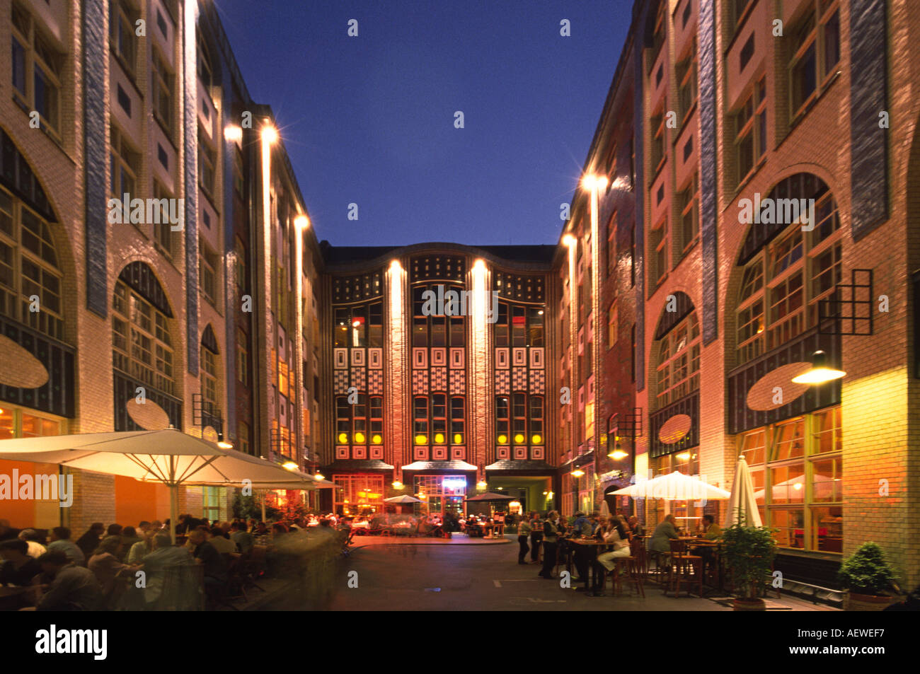 Berlin Hackescher Markt modernised courtyard at night restaurants ...