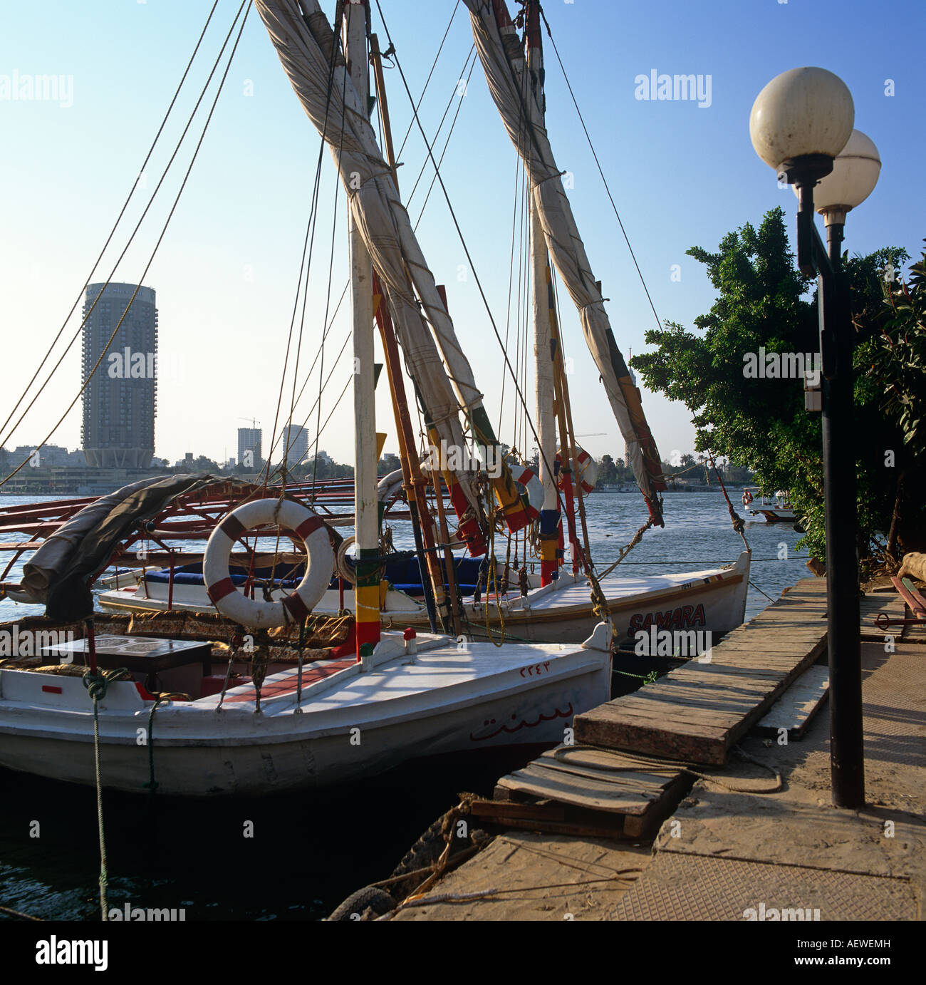 Moored Boats On the Nile Cairo Egypt North Africa Stock Photo - Alamy