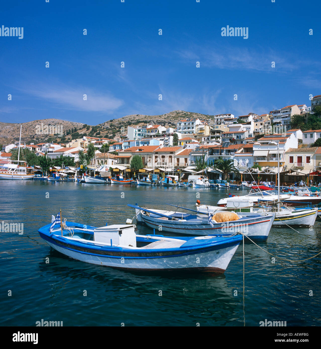 The Harbour Pythagoria Samos Greek Islands Greece Hellas Stock Photo ...