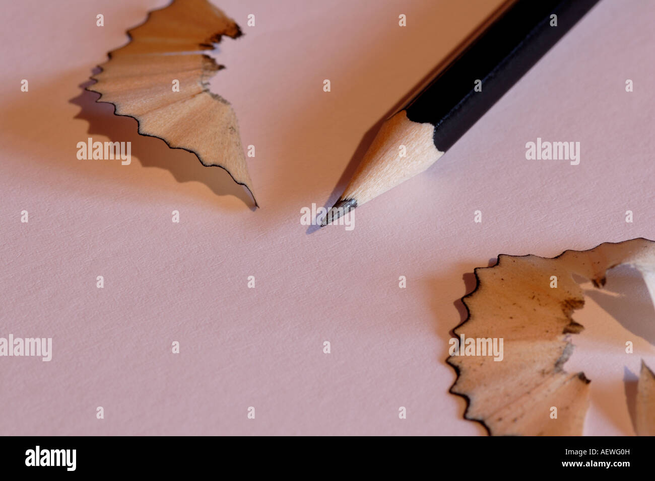 Sharpened pencil and shavings close up Stock Photo - Alamy