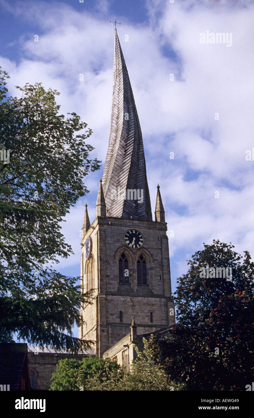 Crooked spire of Church of Saint Mary and All Saints Chesterfield Stock ...