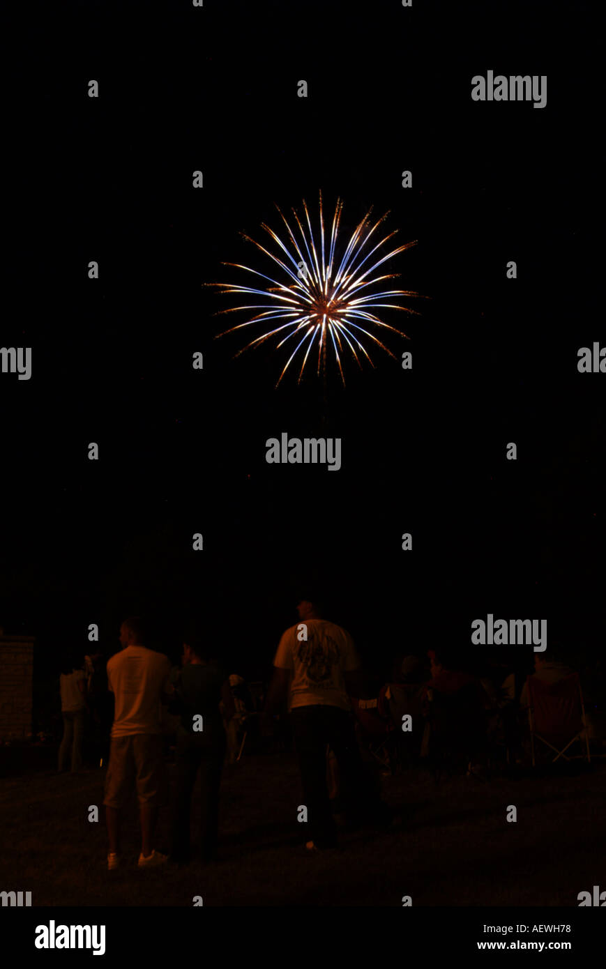 Fireworks on 4th of july with people watching the celebration Stock ...