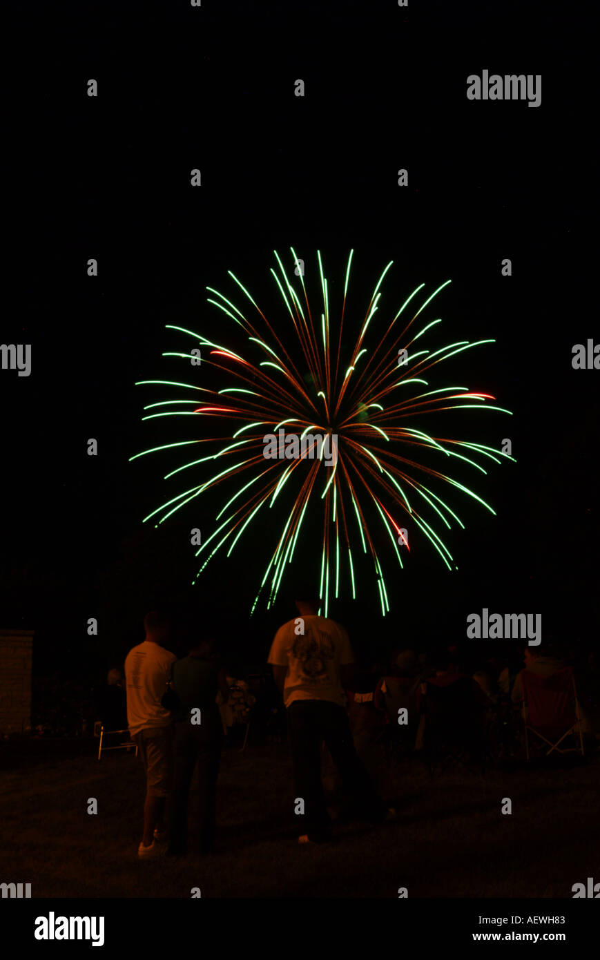 Fireworks on 4th of july with people watching the celebration Stock ...