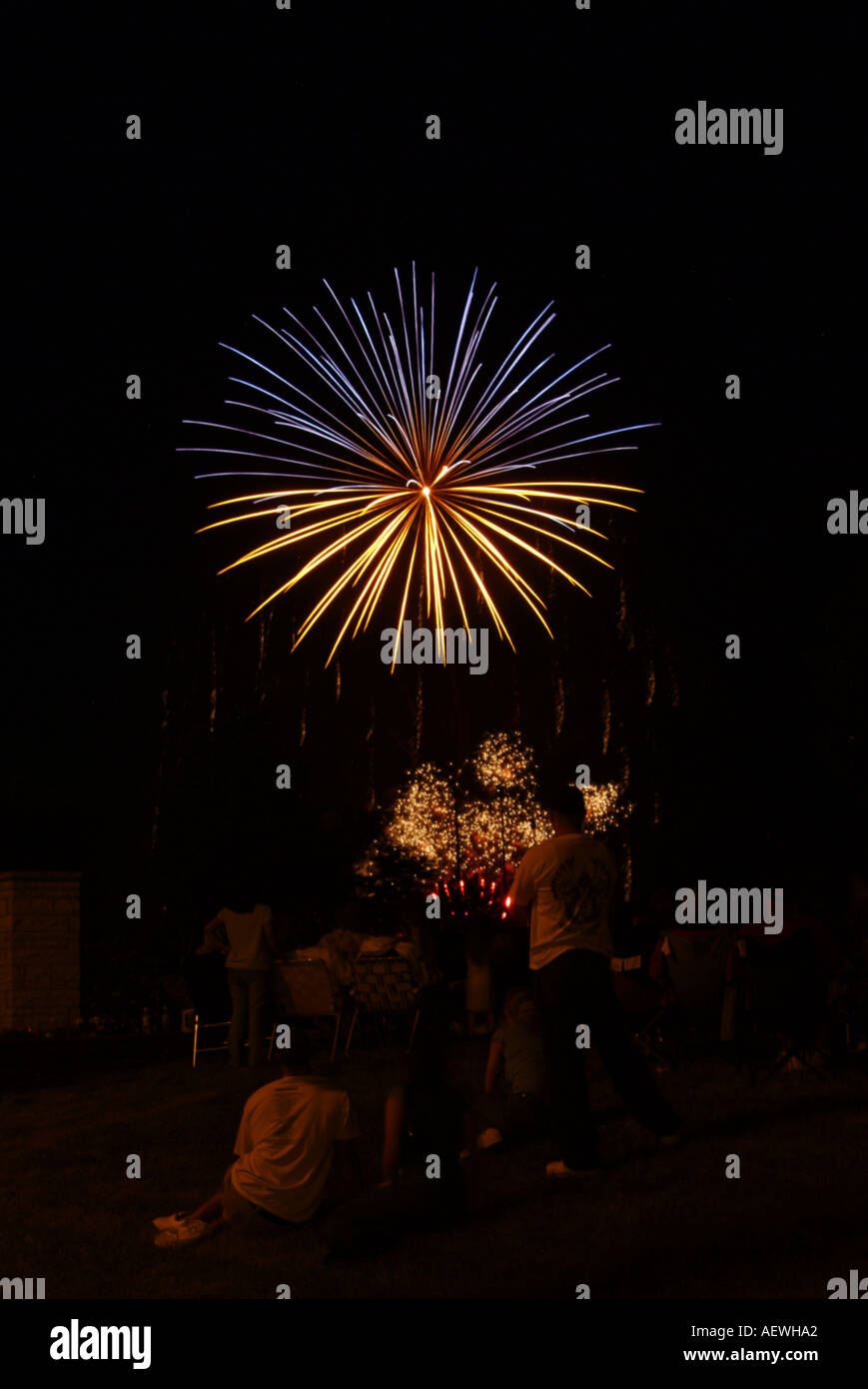 Fireworks on 4th of july with people watching the celebration Stock ...