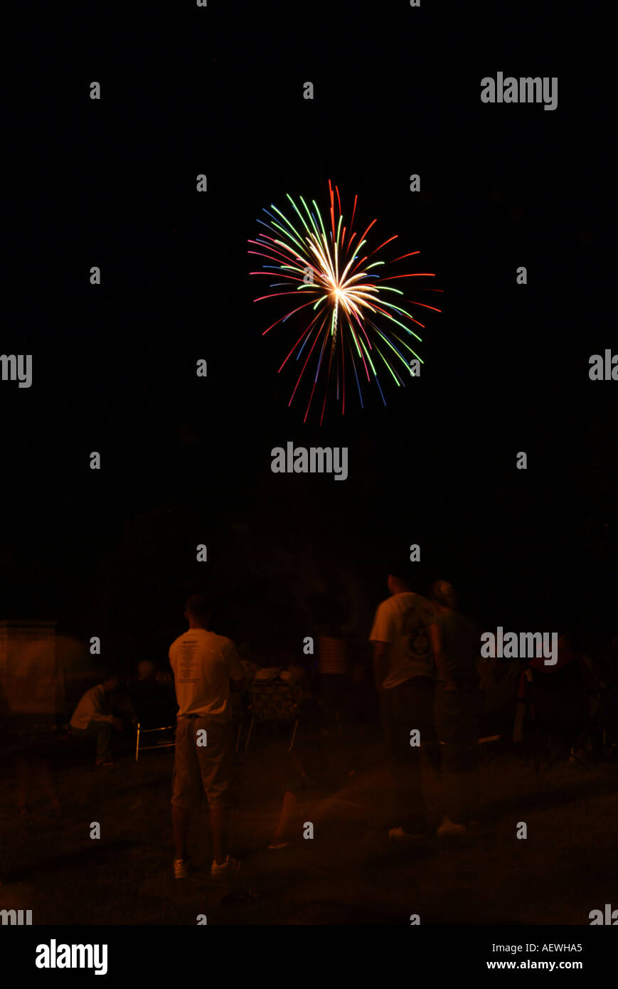 Fireworks on 4th of july with people watching the celebration Stock ...
