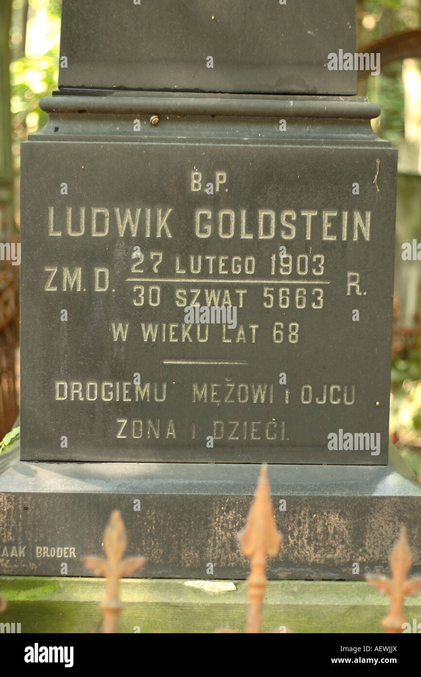 Warsaw Poland the Jewish Cemetery illustrates the different date ...