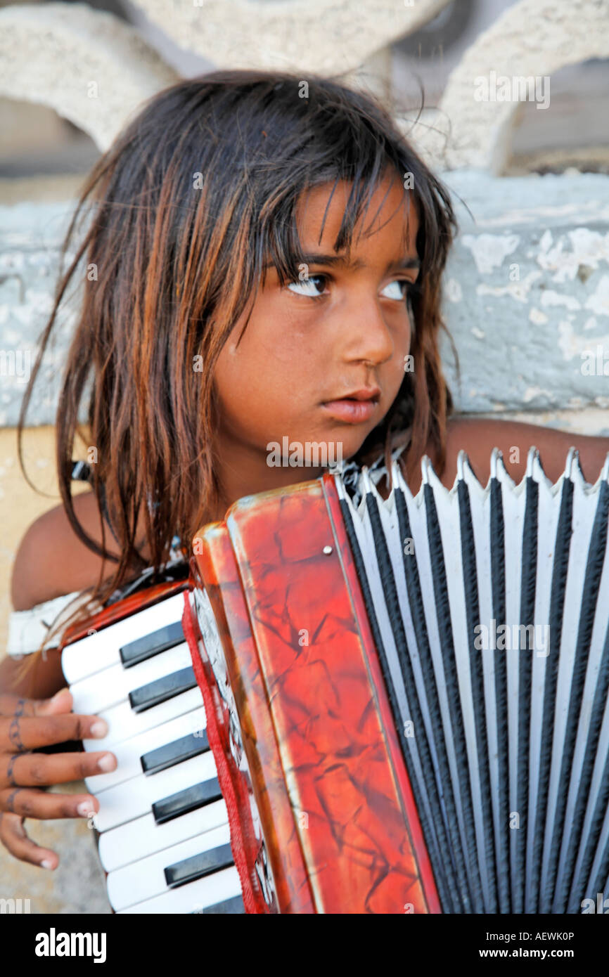 Albanian Gypsy Girl With Accordion Old Rhodes Town Rhodes Greece Hellas ...