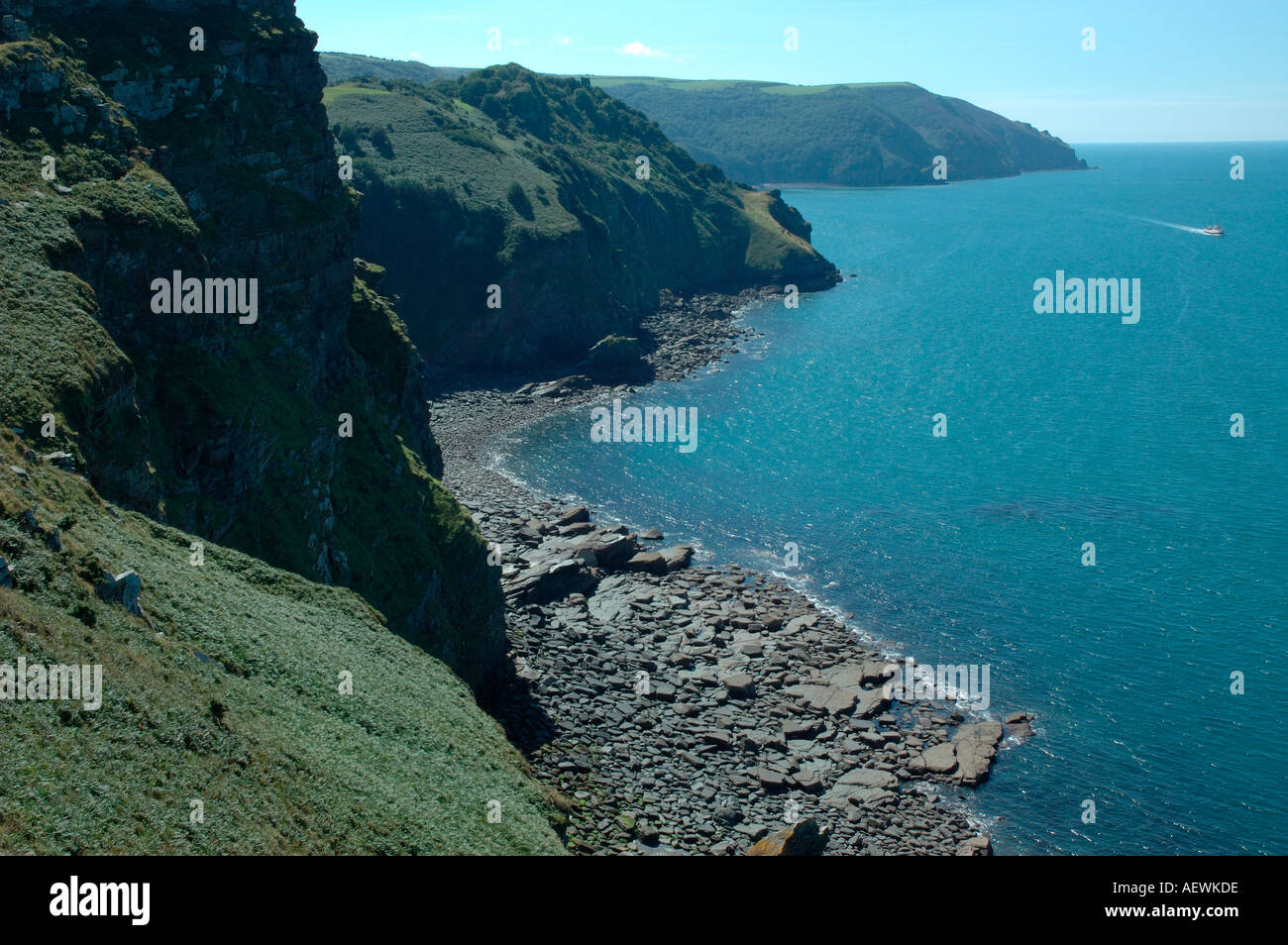South West Coast Path and coastline at Valley of Rocks near Lynton ...
