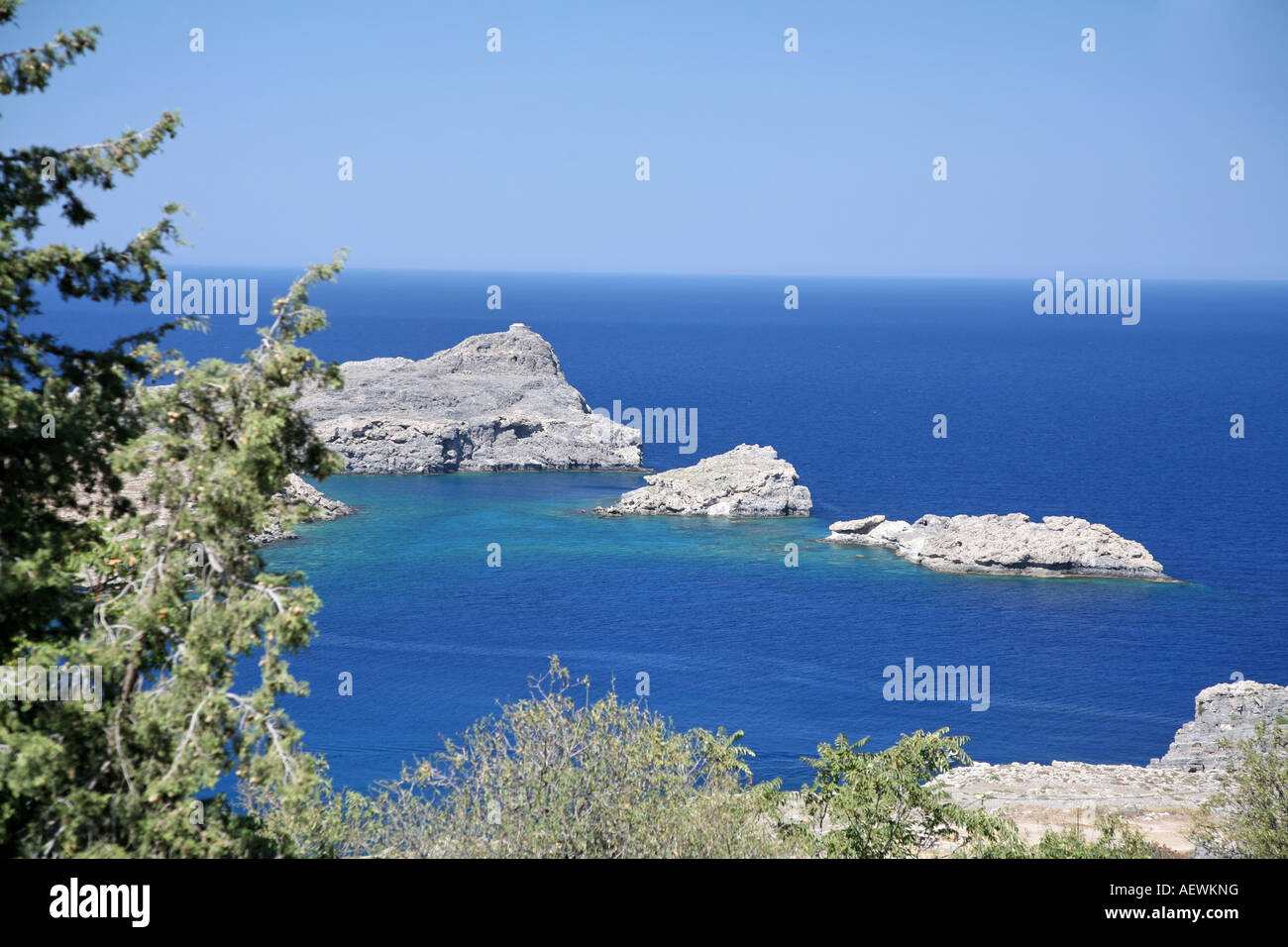 View From The Acropolis Lindos Rhodes Greek Islands Greece Hellas Stock ...