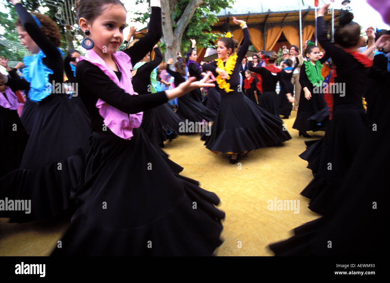 Children dancing sevillana at the feria of Jerez Stock Photo - Alamy