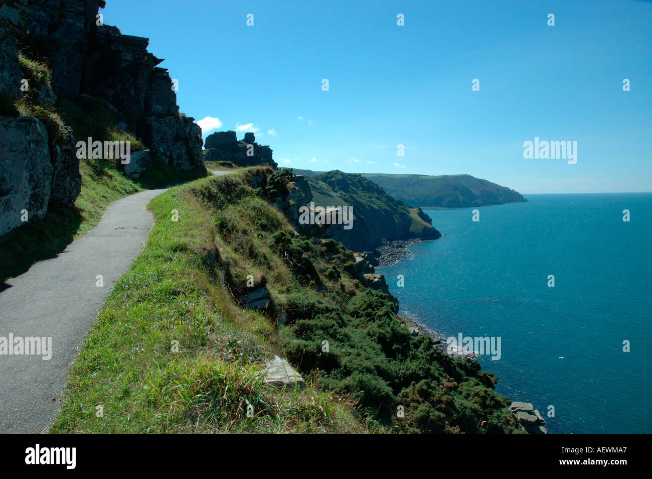 South West Coast Path and coastline at Valley of Rocks near Lynton ...