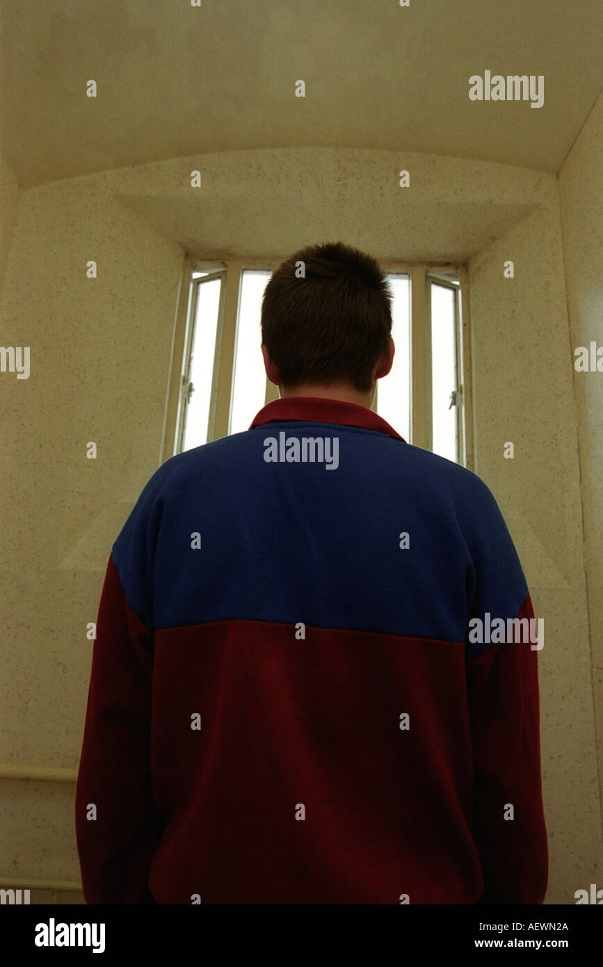Young inmate in his prison cell, Portland Young Offenders Institution ...