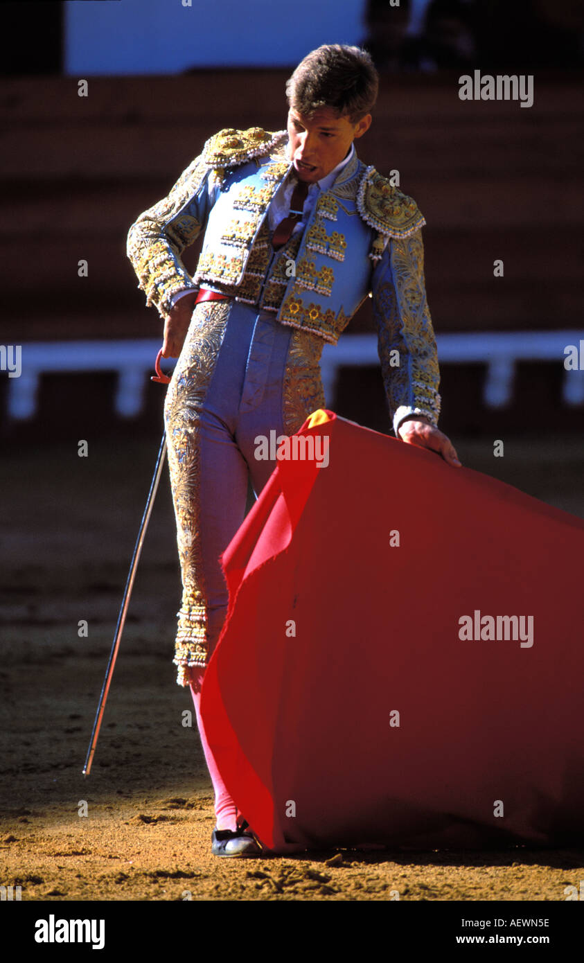 Bullfighter during a move 3rd of a 4 picture sequence Stock Photo - Alamy