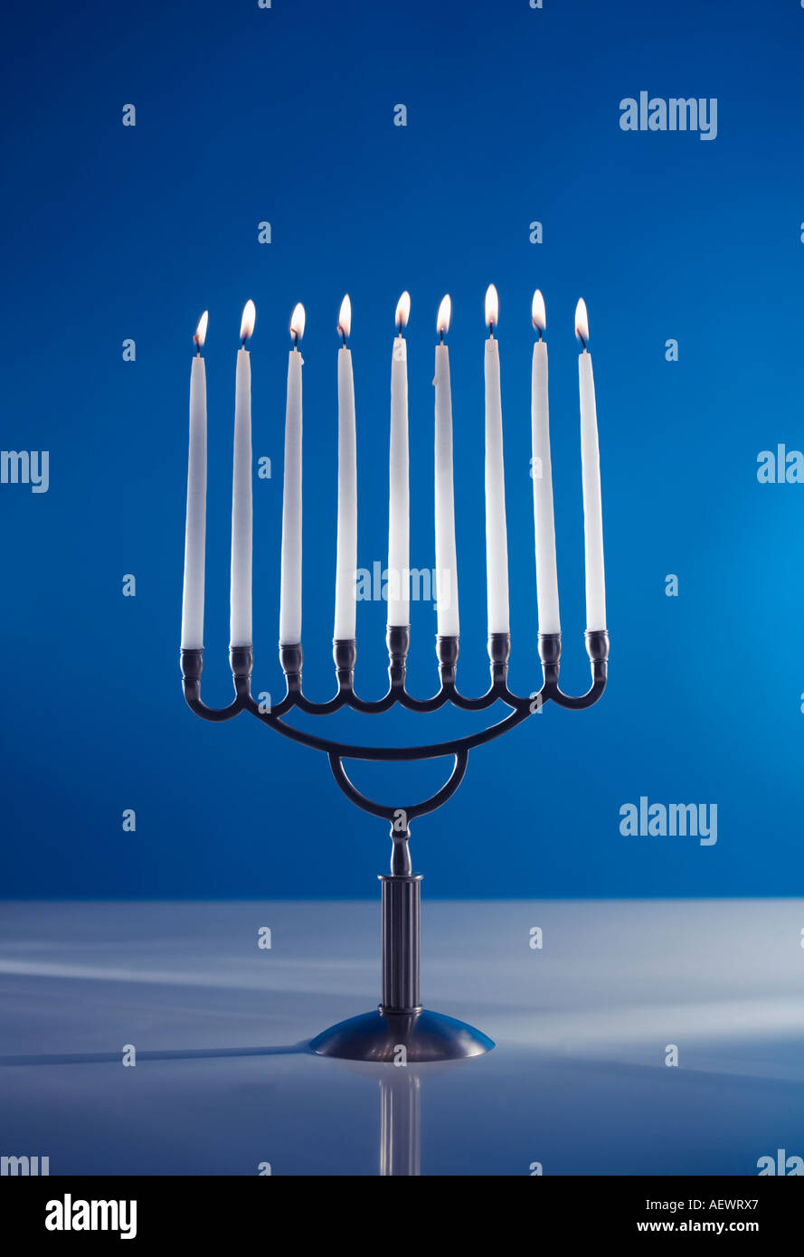 Menorah fully lit hi-res stock photography and images - Alamy
