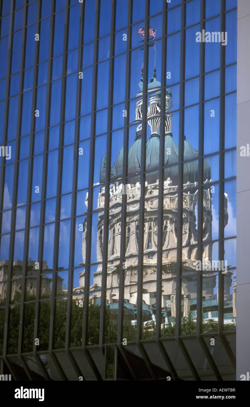 Indianapolis Indiana The reflection of the Indiana state capitol ...