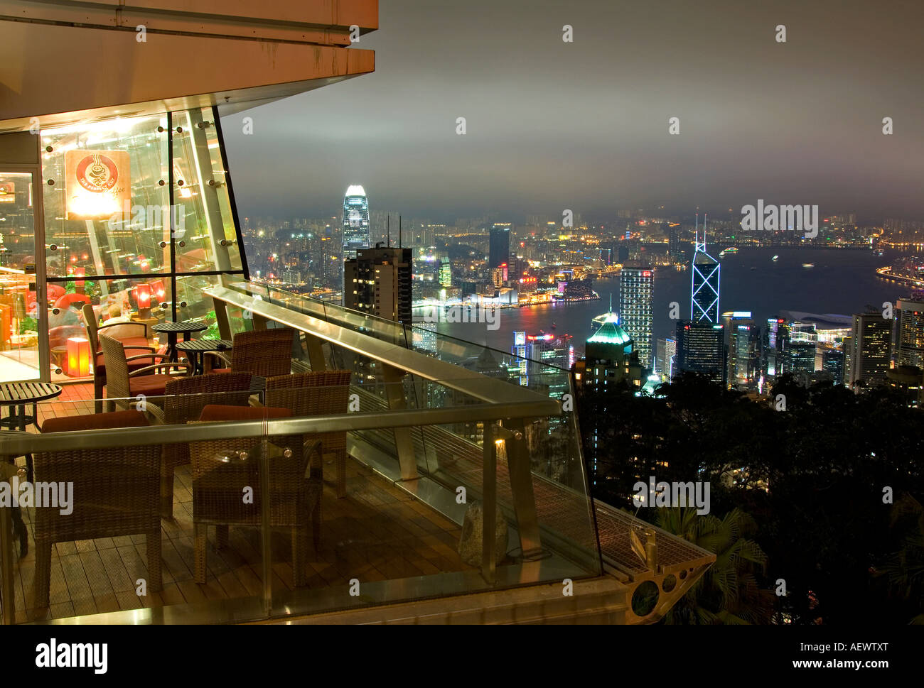 Night View of Hong Kong from The Peak Tower, Hong Kong, China, Asia ...