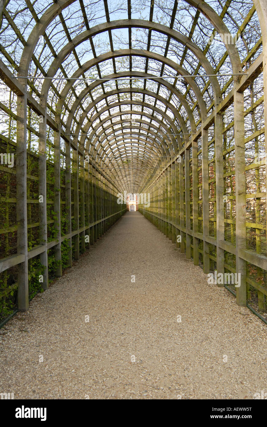 Trellis walkway at Hampton Court Palace and gardens, London UK Stock ...