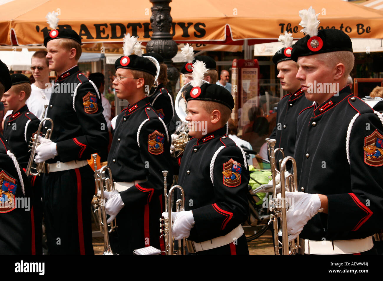 parade with marching bands on the market square in Delft Netherlands ...
