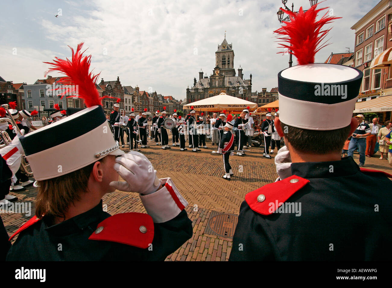 parade with marching bands on the market square in Delft Netherlands ...