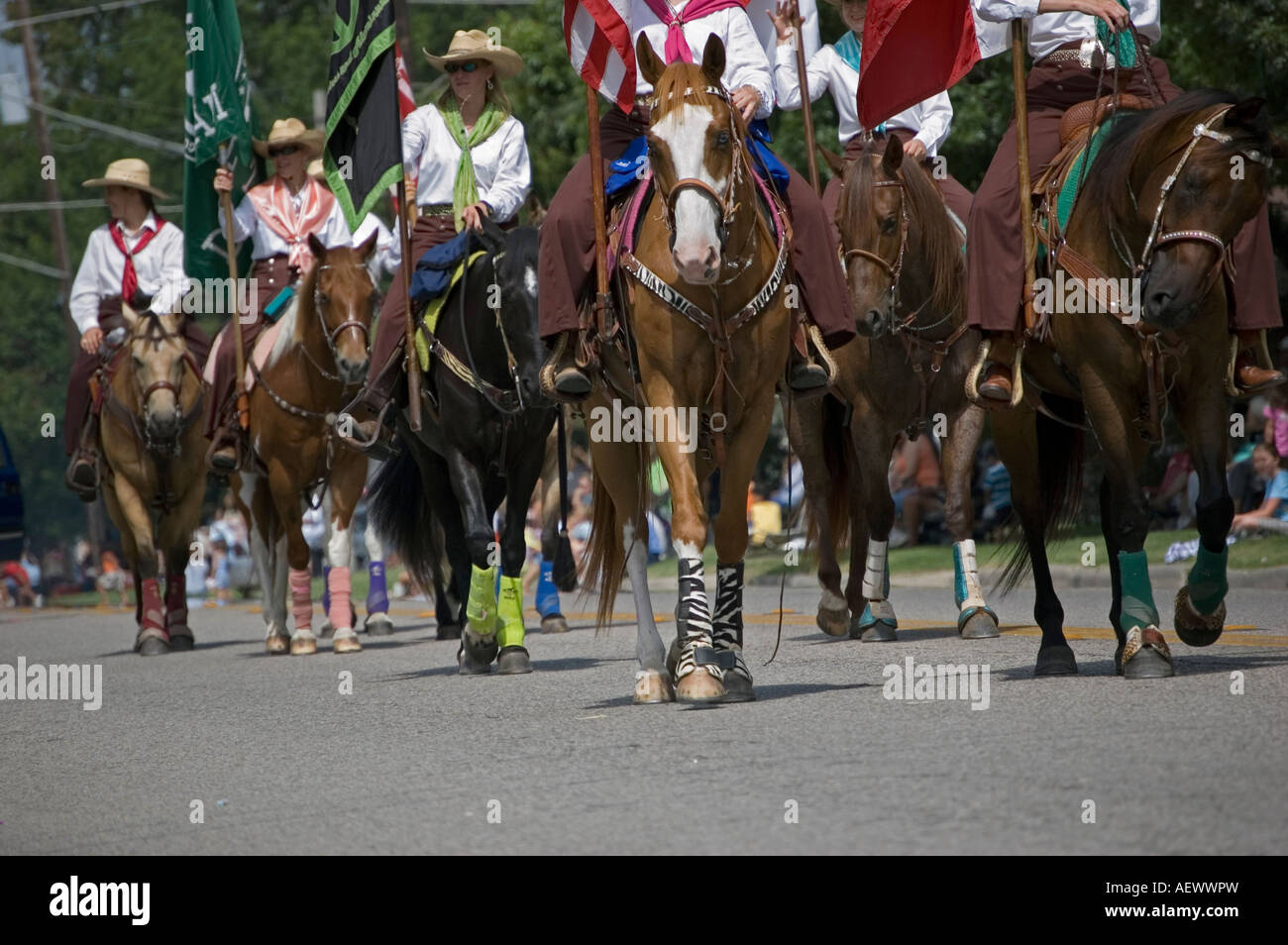 People riding horses in a parade, Texas Stock Photo - Alamy