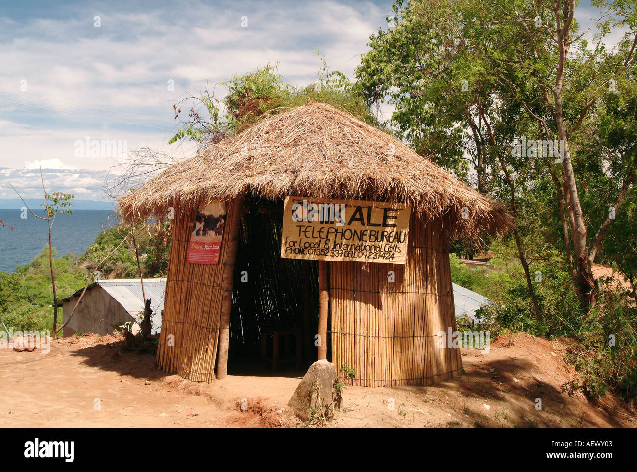 International telephone Bureau in Nkharta bay. Lake Malawi, Africa ...