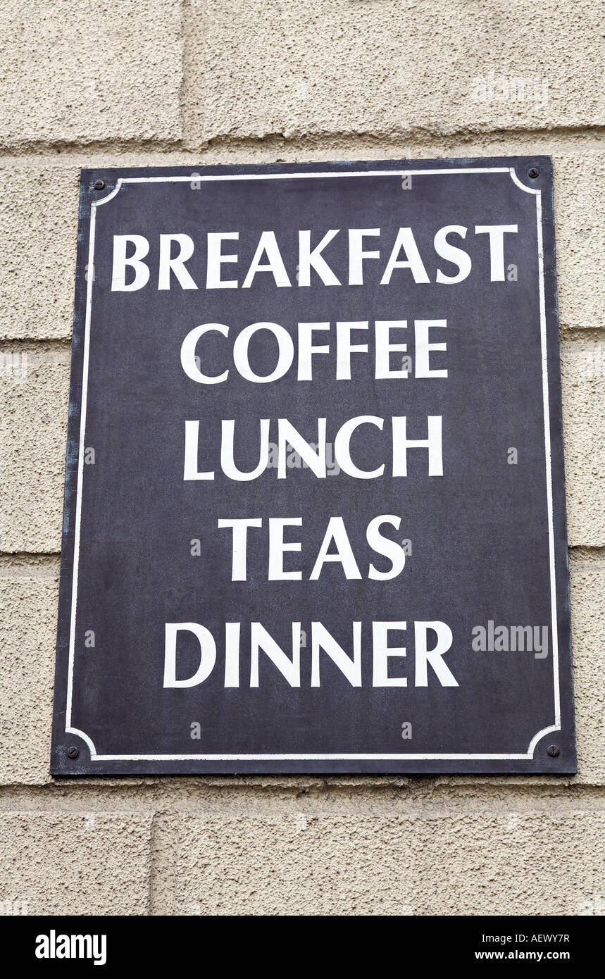 Breakfast Coffee Lunch Teas Dinner sign UK Stock Photo - Alamy