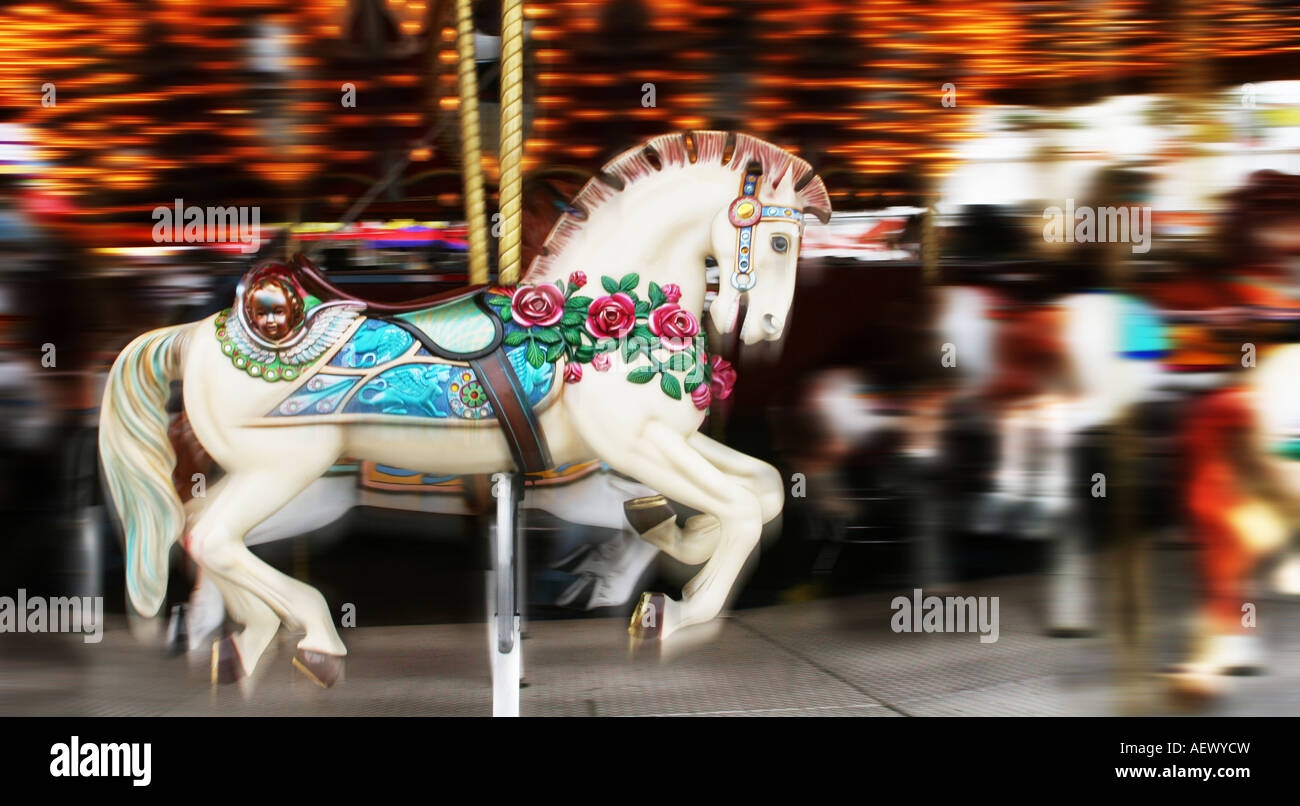 Image of a horse on a carousel in motion Stock Photo - Alamy