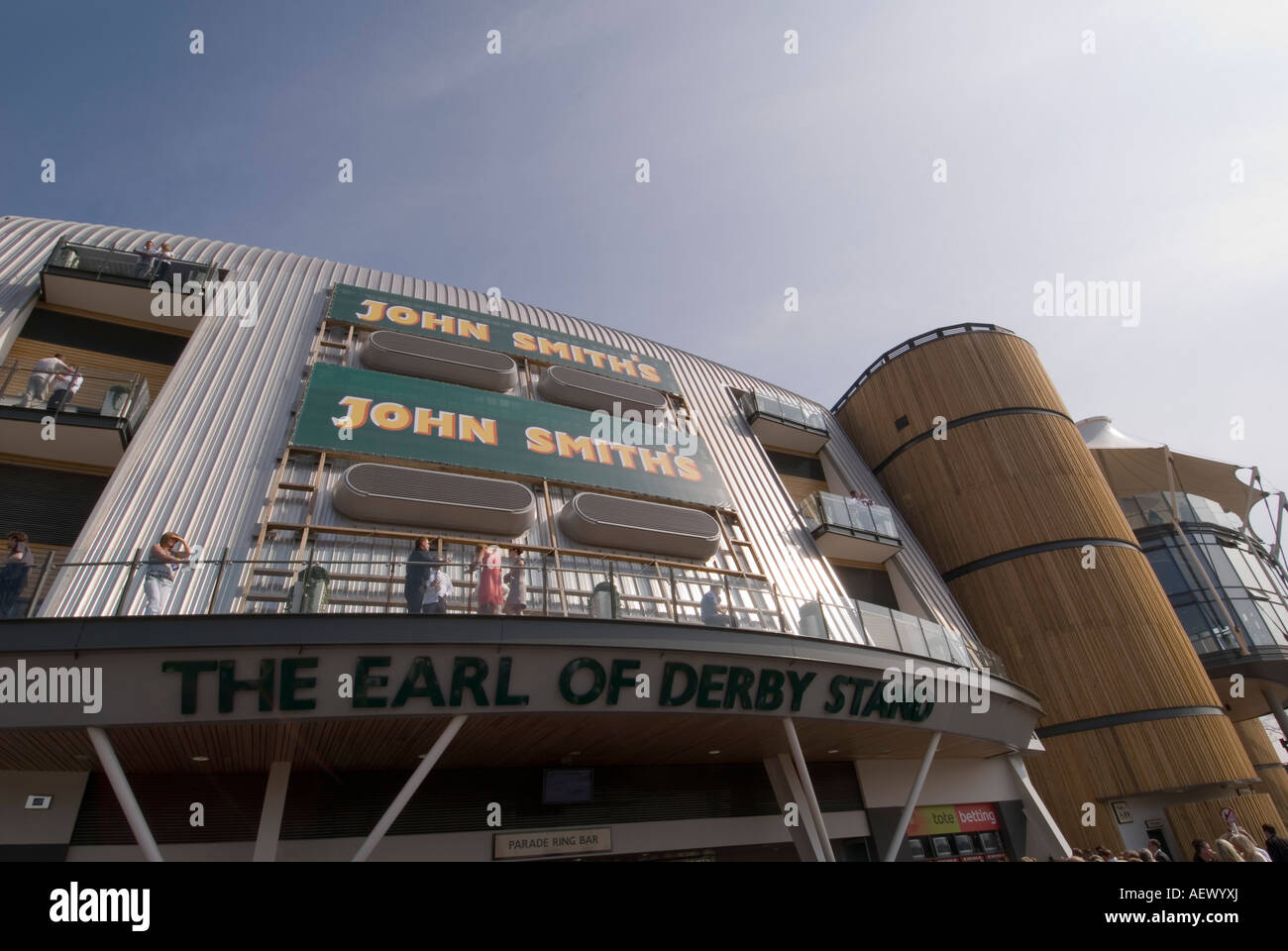 Earl derby and lord sefton stands Aintree liverpool Stock Photo - Alamy