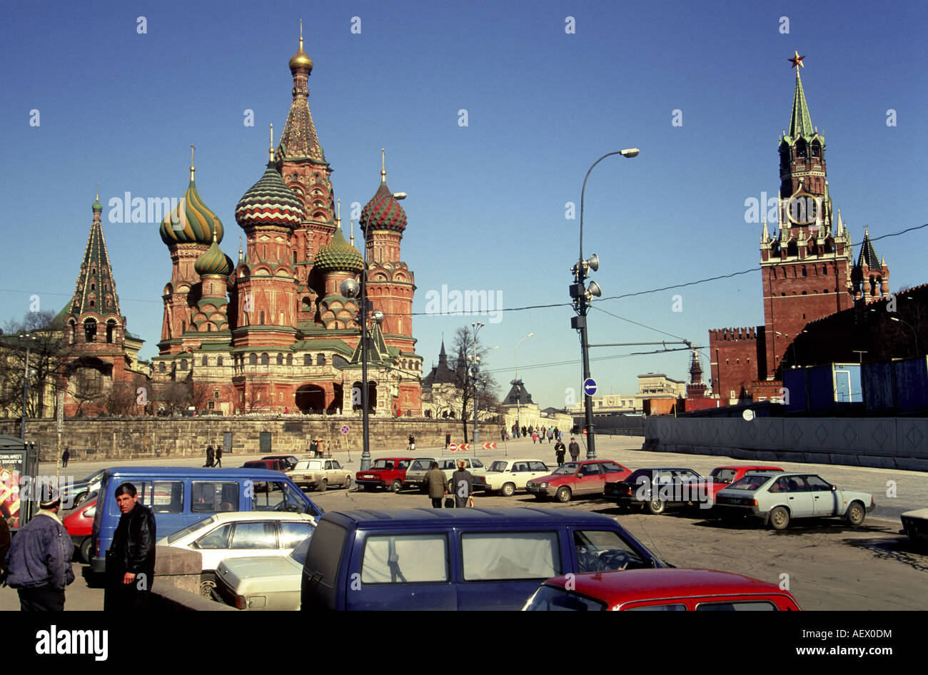 The spires of Saint Basil's Cathedral, Red Square, Moscow, Russia Stock ...