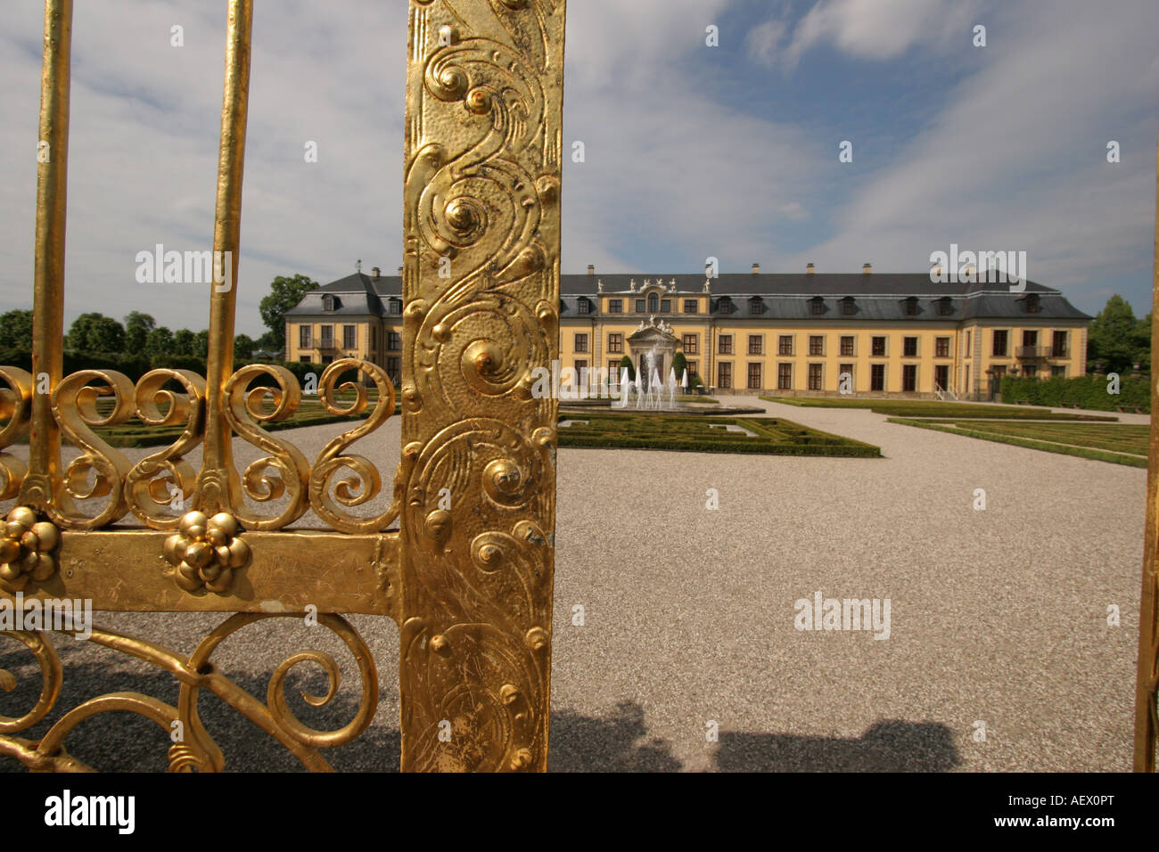 palace gate inside herrenhausen gardens near hanover lower saxony ...