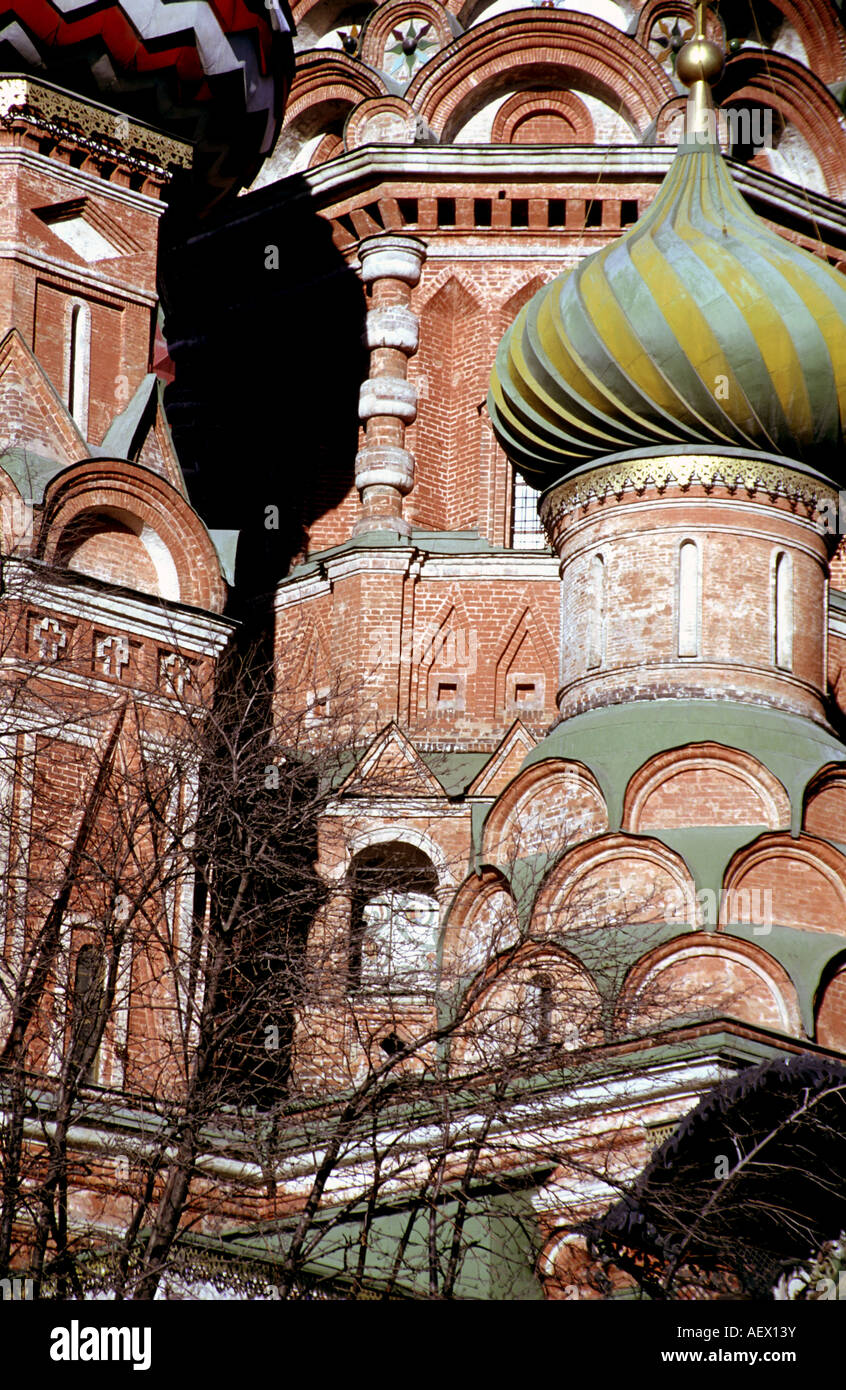 The spires of Saint Basil's Cathedral, Red Square, Moscow, Russia Stock ...