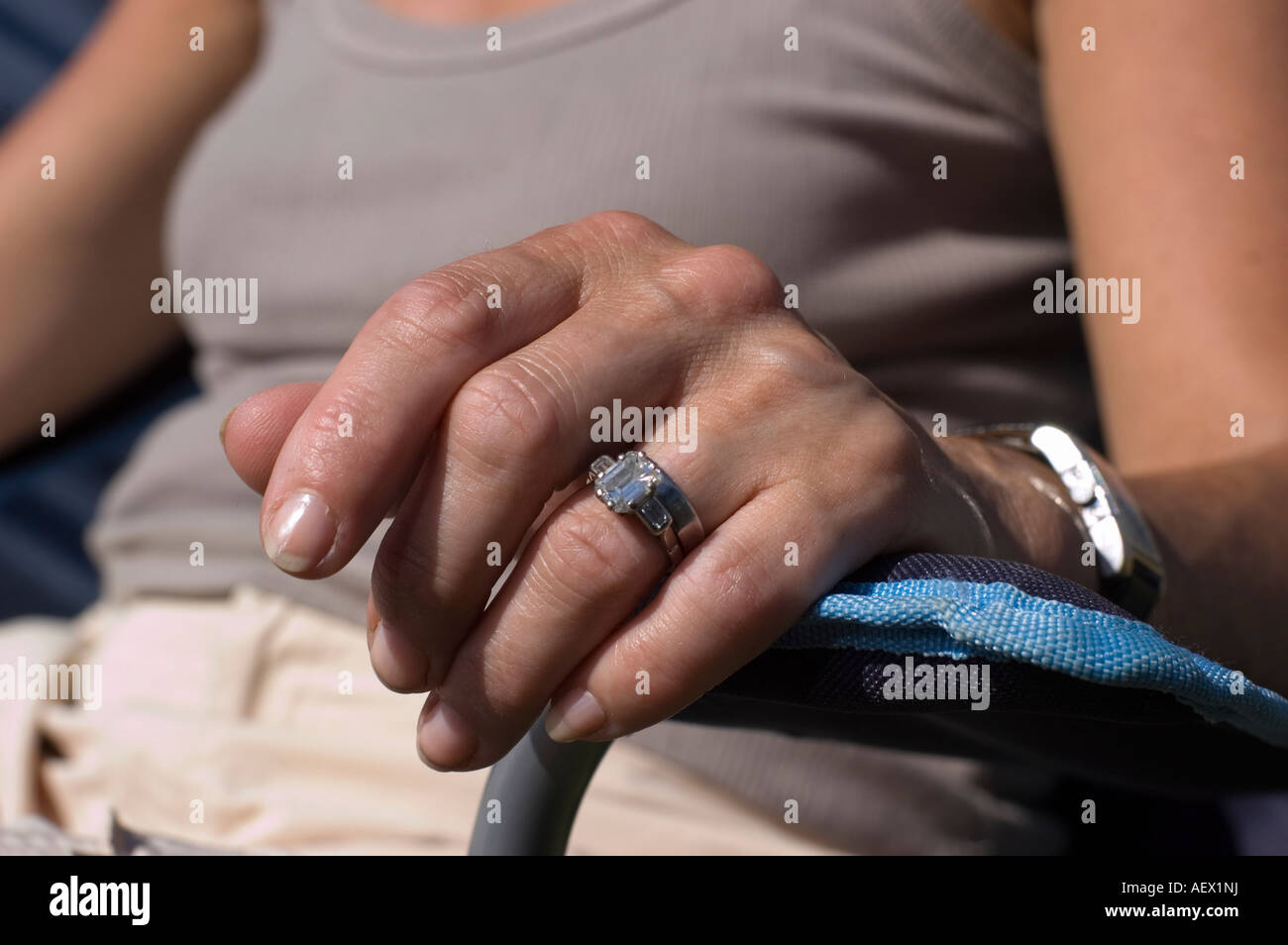 Hand with Diamond Ring Stock Photo - Alamy