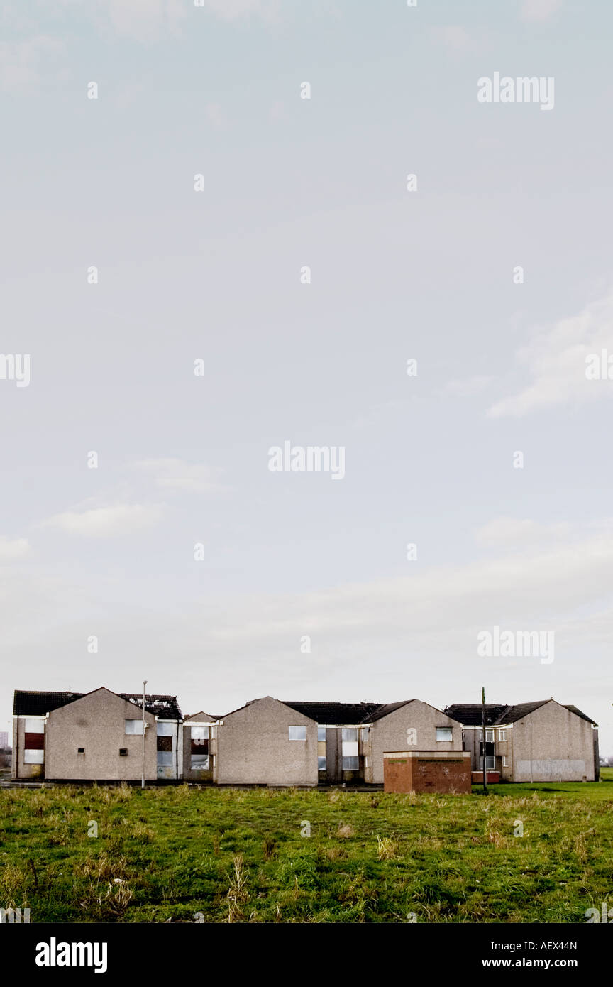 Derelict homes on council housing estate in Croxteth, Liverpool Stock ...