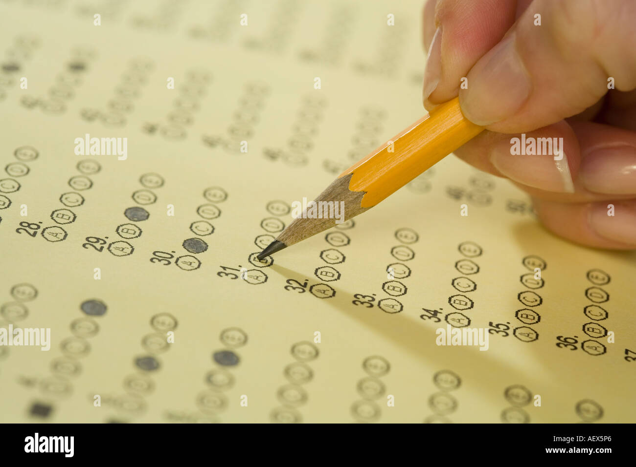 Filling in bubble test Stock Photo - Alamy