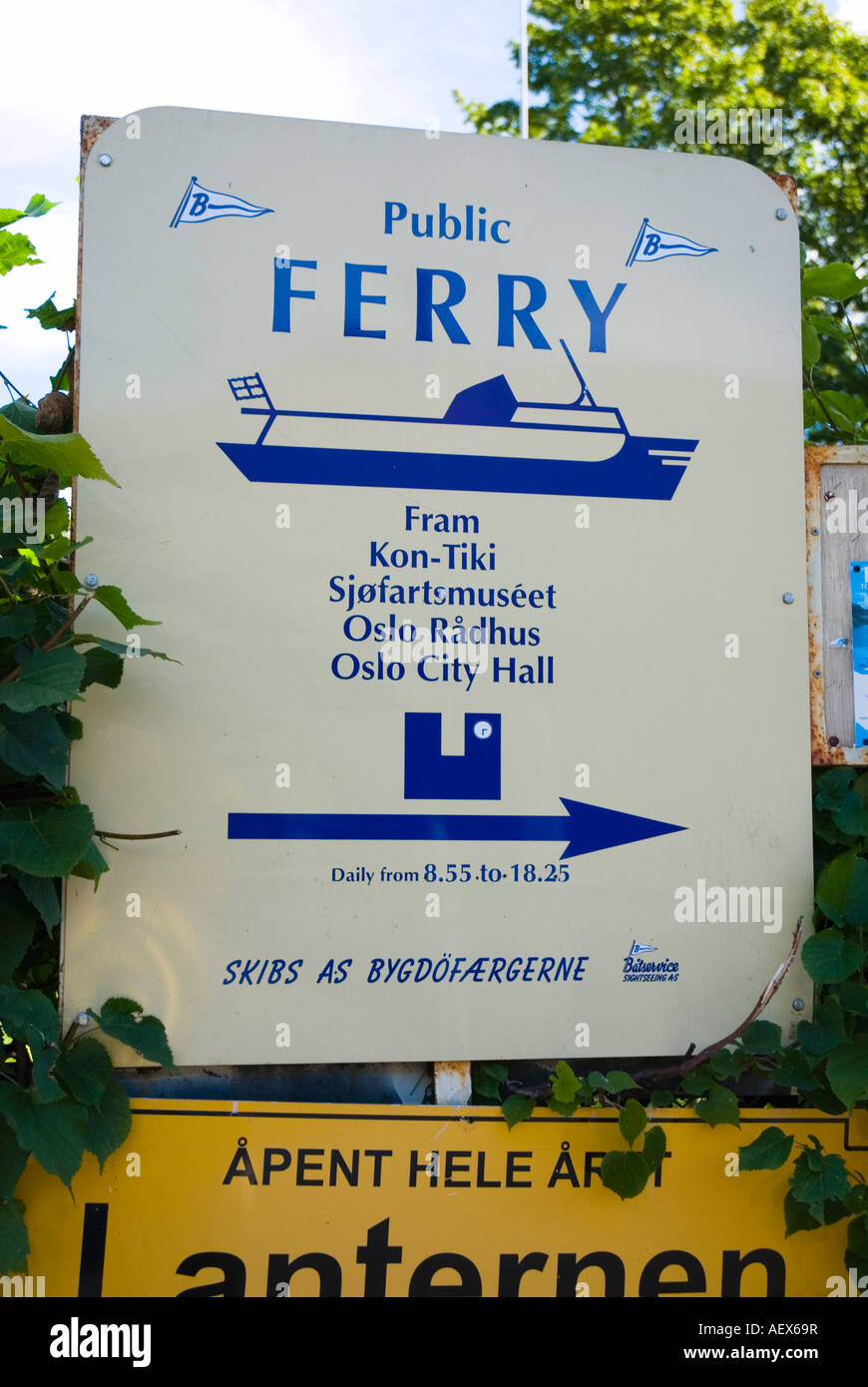 Sign to the Ferry, Oslo Norway Stock Photo - Alamy