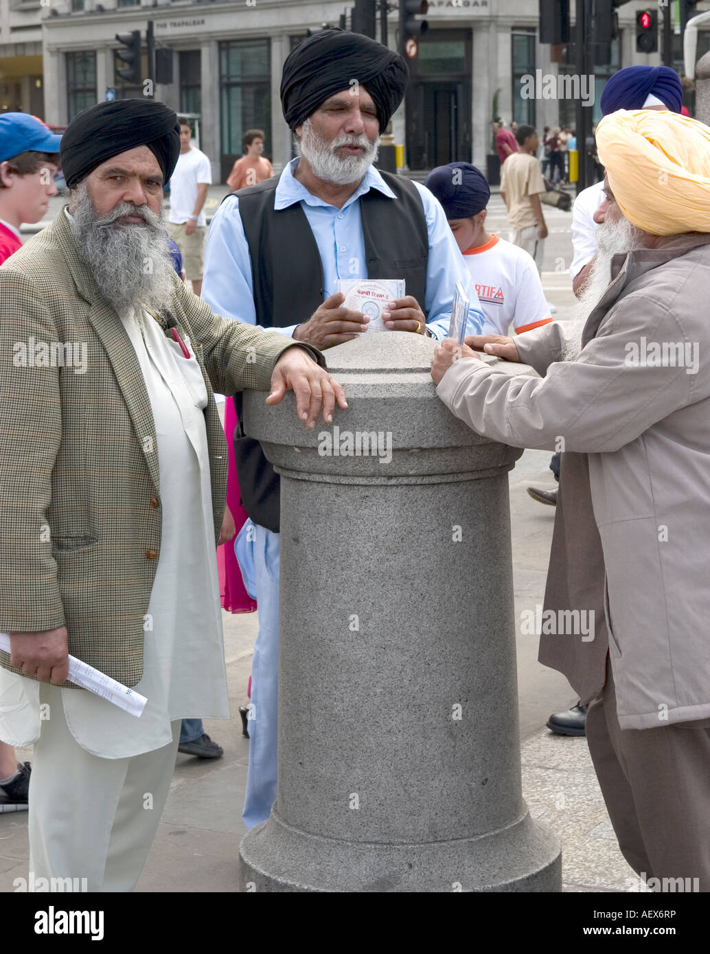 Sikh men at London demonstration Stock Photo - Alamy