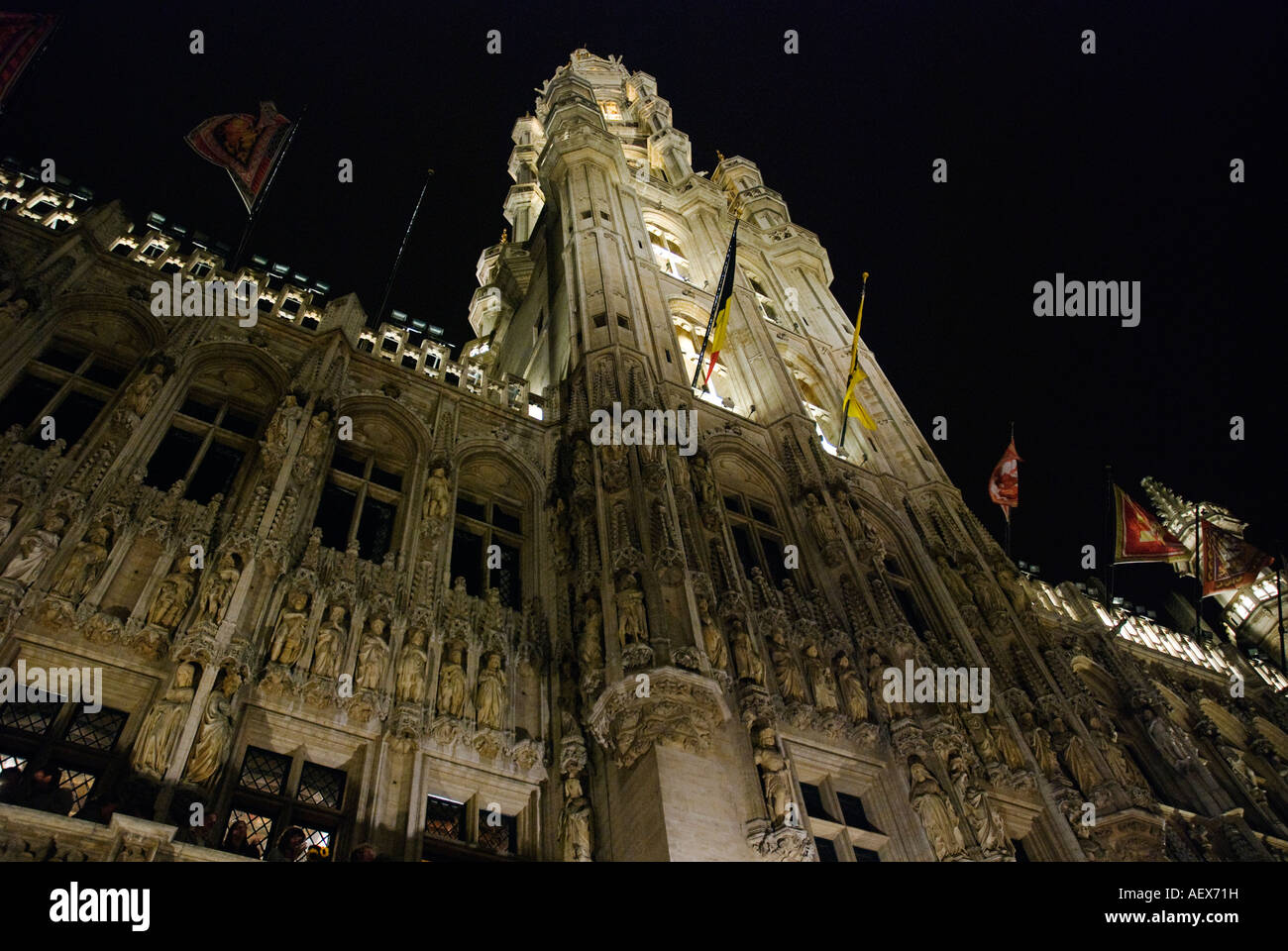 Facade of Hotel de Ville City Hall in Brussels during Flemish Community ...