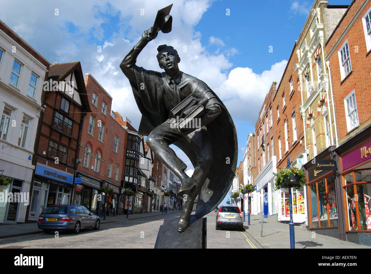 ‘Surrey Scholar’ statue in The High Street, Guildford, Surrey, England ...