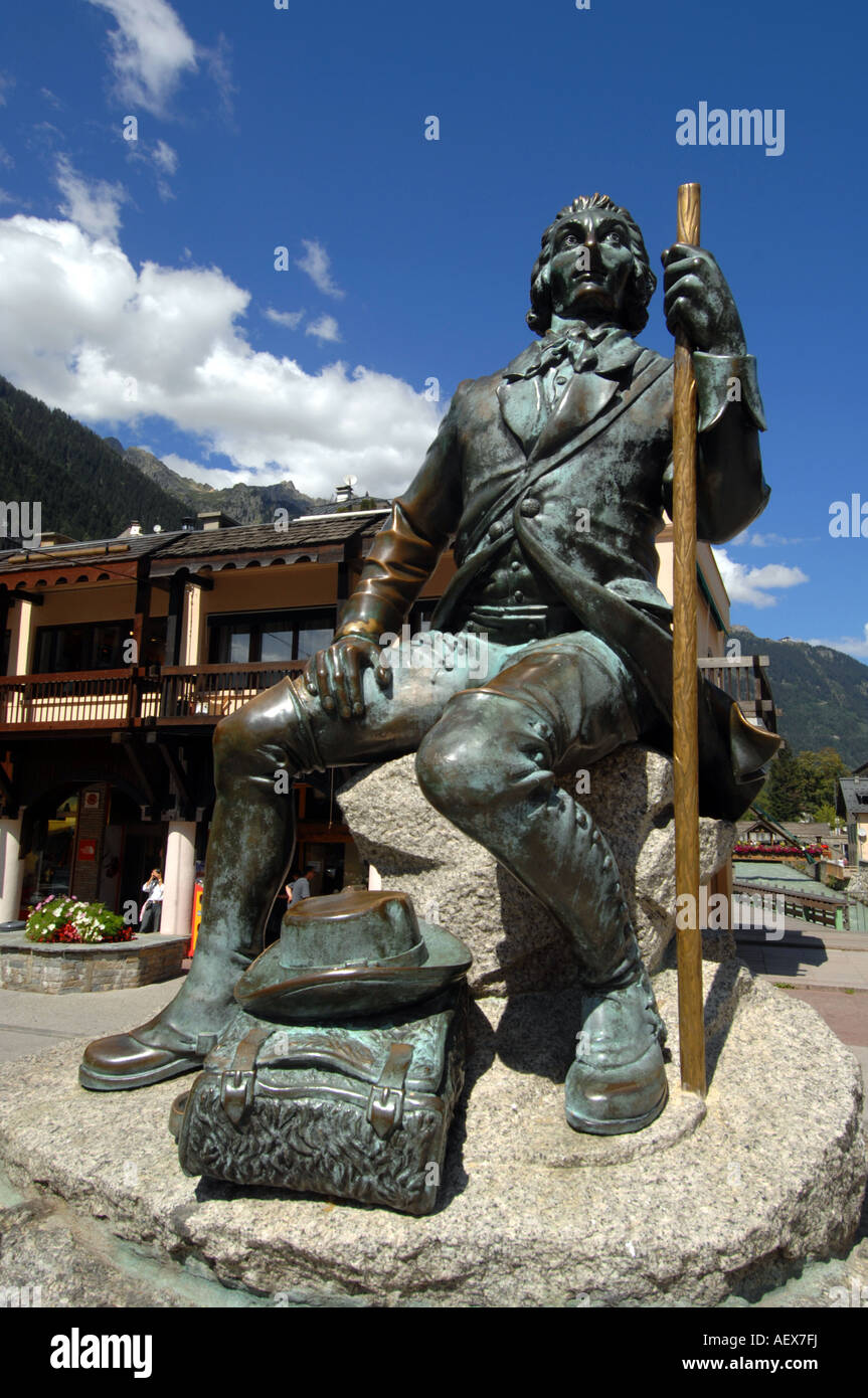 Chamonix, Michel Gabriel Paccard statue, Chamonix, Alps, Haute-Savoie ...