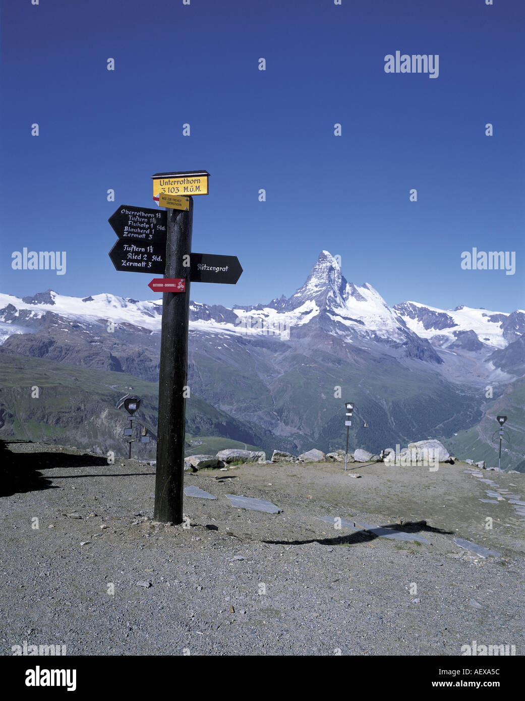 Matterhorn from Rothorn Hiking Trail ZERMATT SWITZERLAND Stock Photo ...
