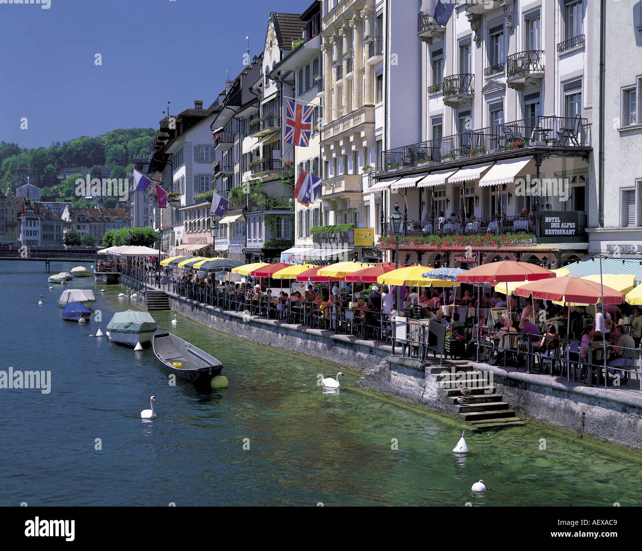 Lakeside Cafe LUZERN SWITZERLAND Stock Photo - Alamy