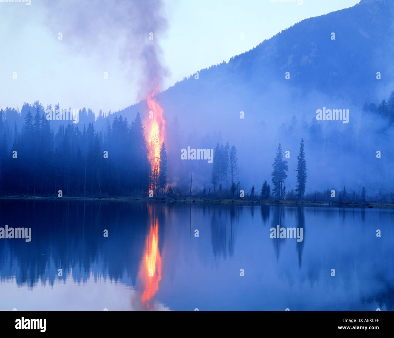 Lake Fire Grand Teton National Park USA Stock Photo - Alamy
