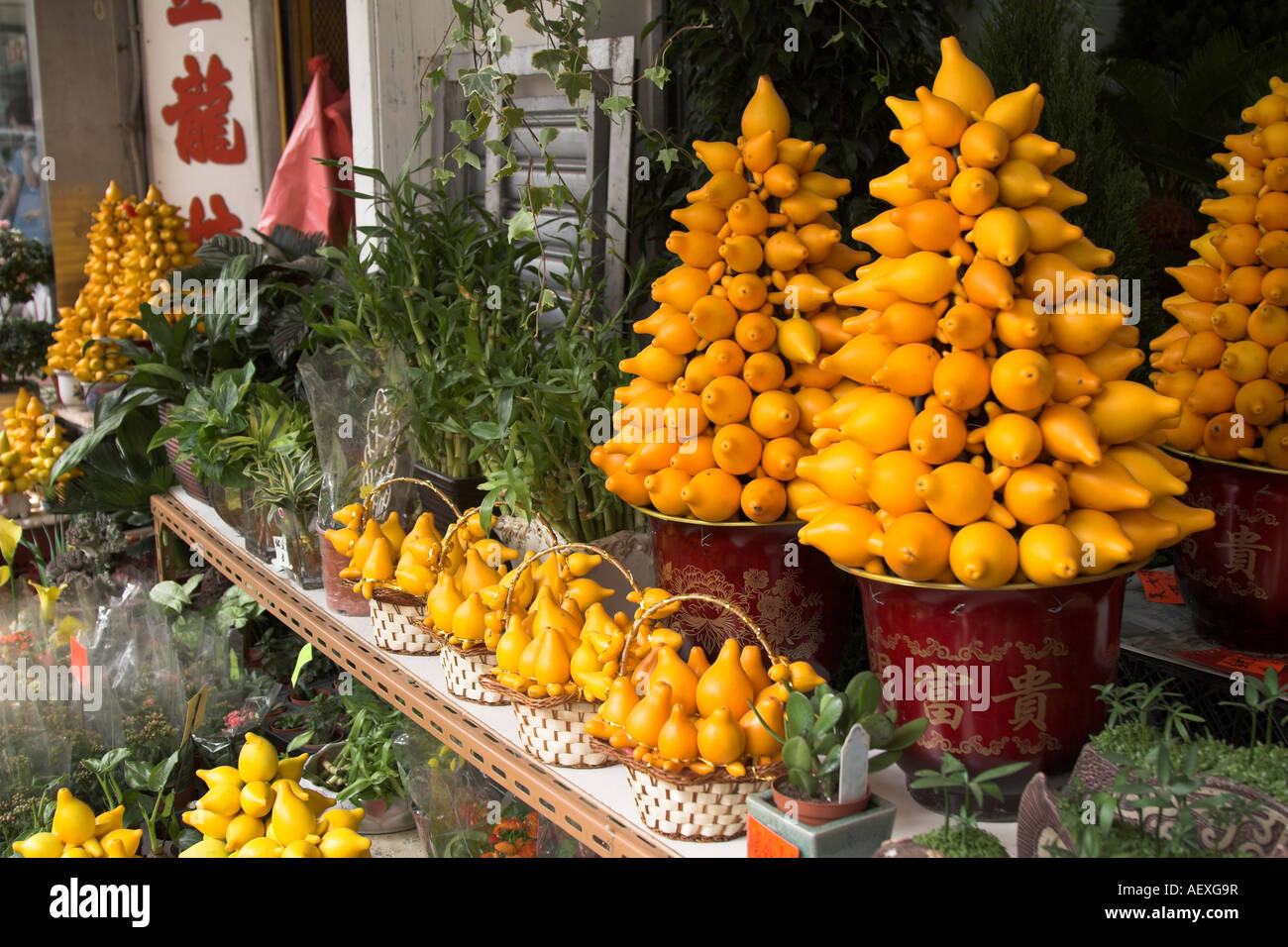 Display of specially made towers of lemons Stock Photo - Alamy